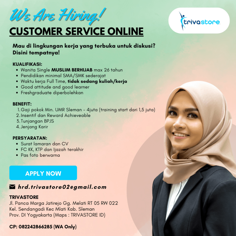 Lowongan Kerja Customer Service Online di Trivastore - LokerJogja.ID