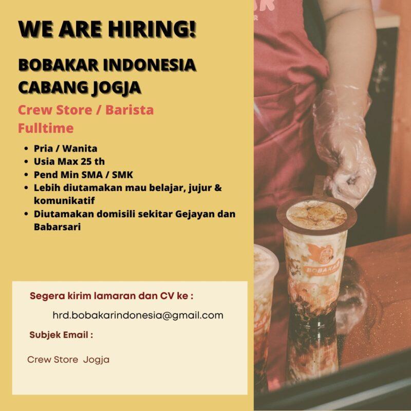 Lowongan Kerja Crew Store/Barista di Bobakar Indonesia - LokerJogja.ID