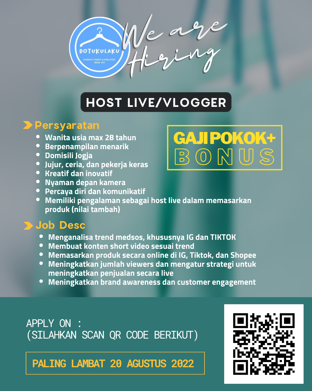 Lowongan Kerja Host Live/Vlogger di Dotukulaku - LokerJogja.ID