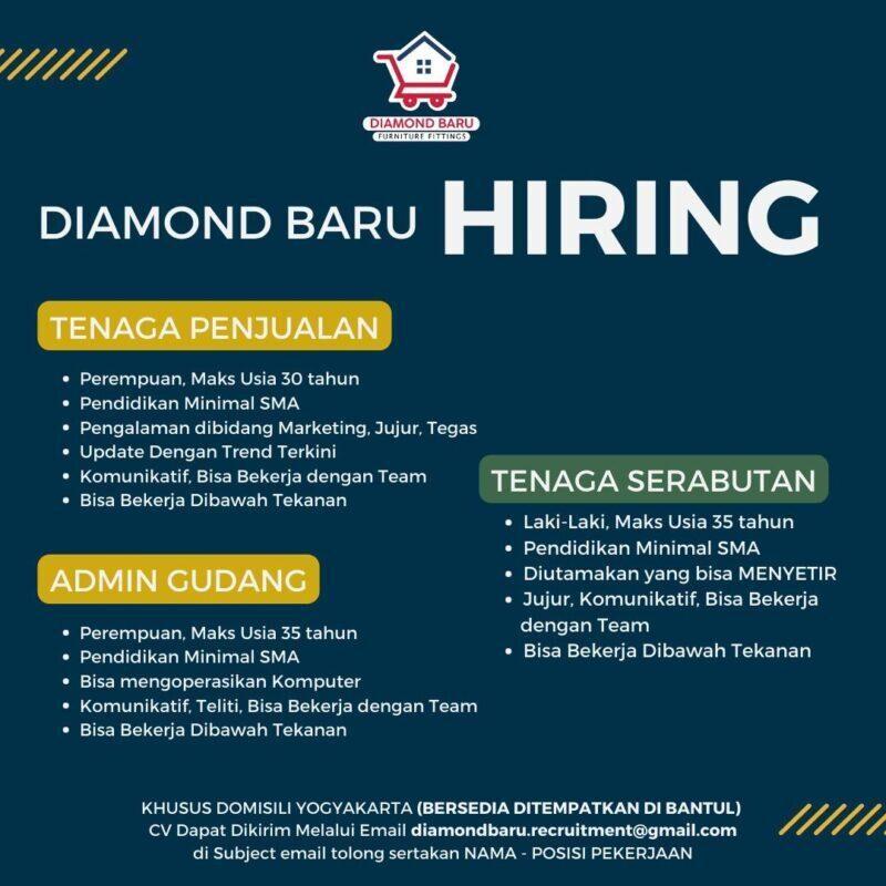 Lowongan Kerja Tenaga Penjualan - Admin Gudang - Tenaga Serabutan di Diamond Baru - LokerJogja.ID