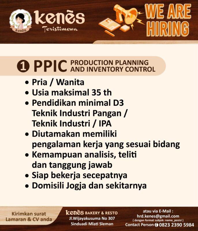 Lowongan Kerja PPIC (Production Planning And Inventory Control) di Kenes - LokerJogja.ID
