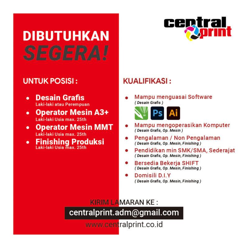 Lowongan Kerja Desain Grafis - Operator Mesin A3+ - Operator Mesin MMT ...