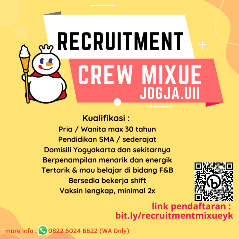 Lowongan Kerja Crew Mixue Jogja UII di Mixue - LokerJogja.ID