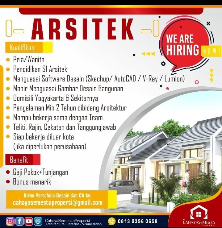 Lowongan Kerja Arsitek di PT. Cahaya Semesta Properti - LokerJogja.ID