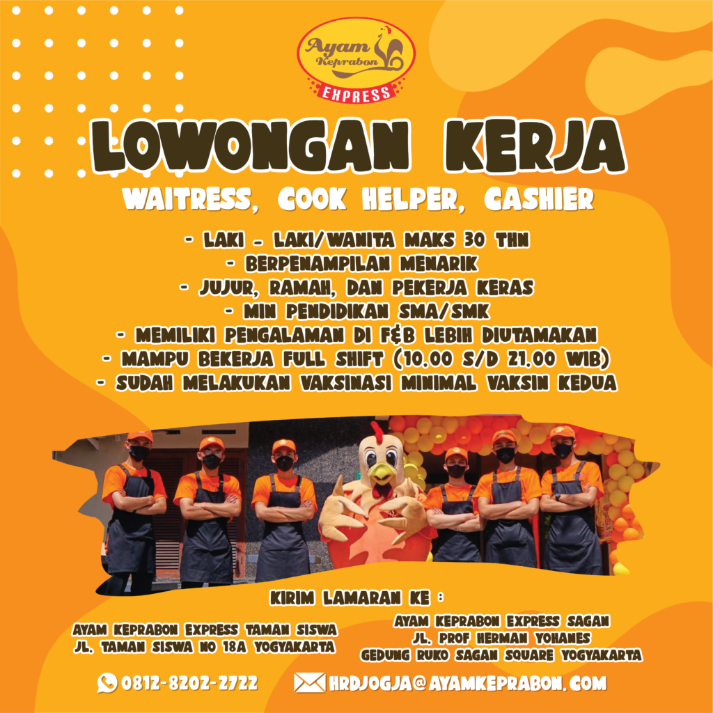 Lowongan Kerja Waitress - Cook Helper - Cashier di Keprabon Group - LokerJogja.ID