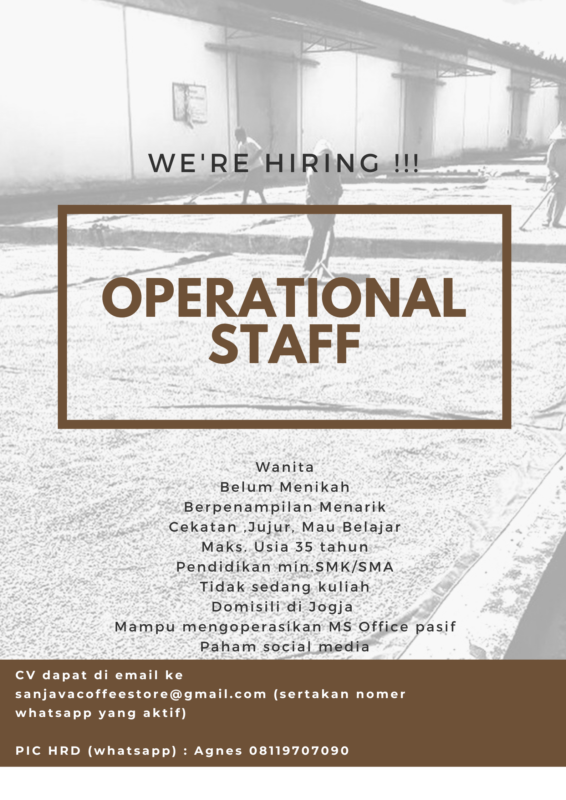 Lowongan Kerja Staff Operasional di Sanjava Coffee - LokerJogja.ID