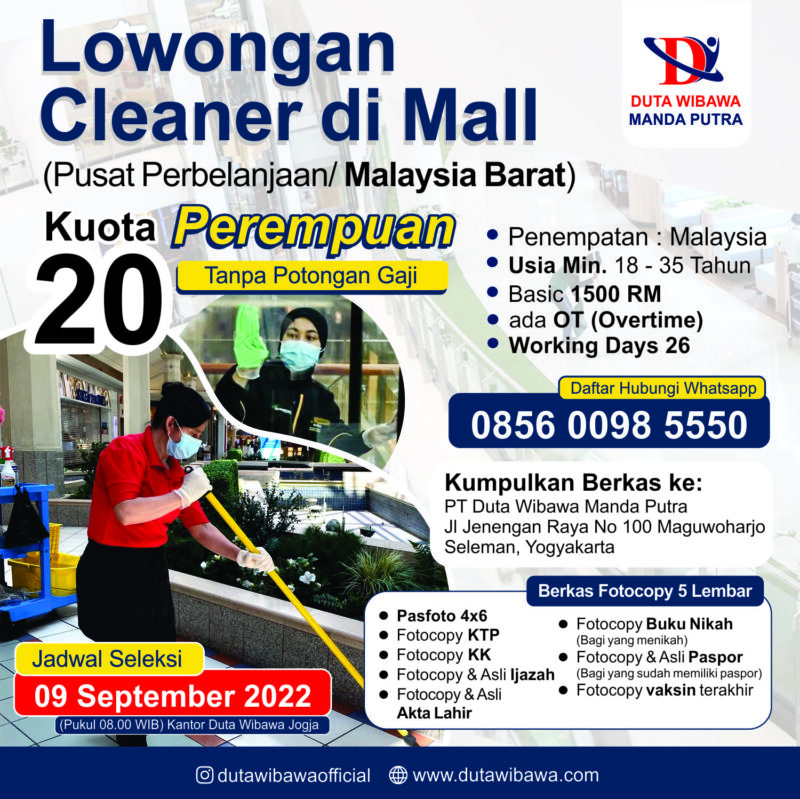 Lowongan Kerja Cleaning Service di PT Duta Wibawa Manda Putra ...
