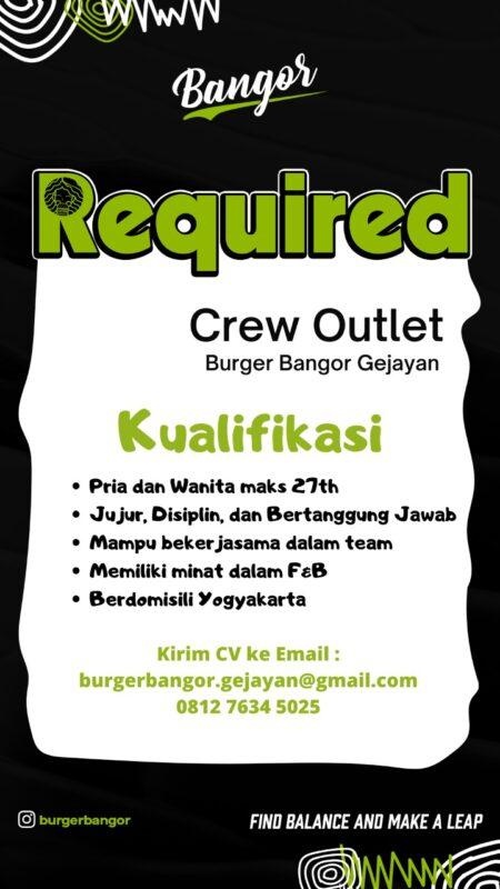 Lowongan Kerja Crew Outlet Bangor Gejayan di Burger Bangor - LokerJogja.ID