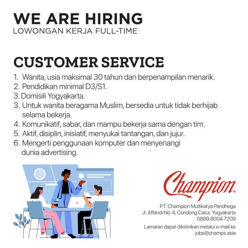 Lowongan Kerja Customer Service di CV. Champion Multikarya Pandhega ...