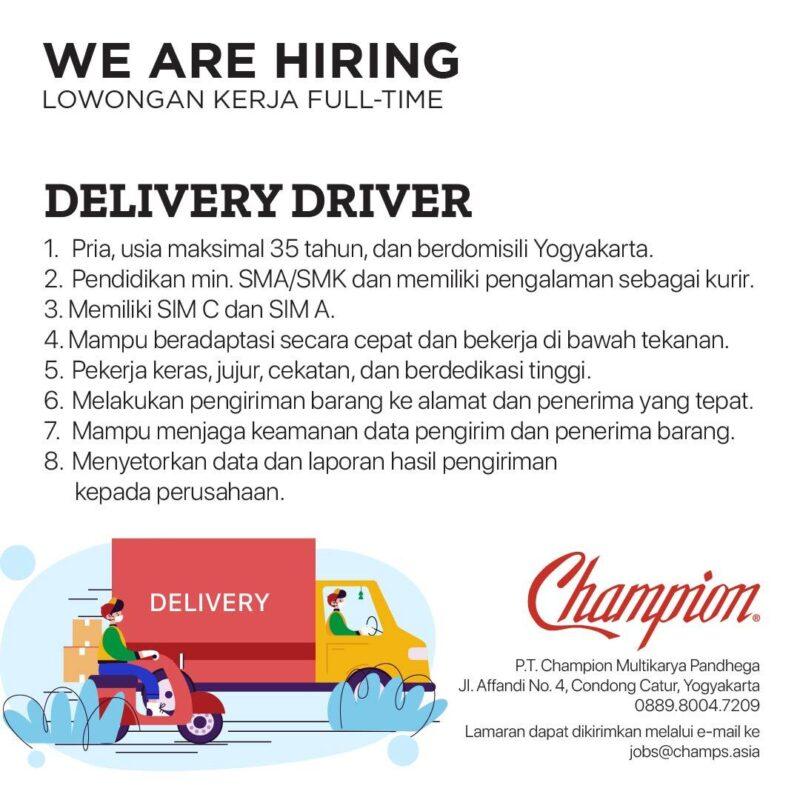 Lowongan Kerja Delivery Driver di PT. Champion Multikarya Pandhega ...