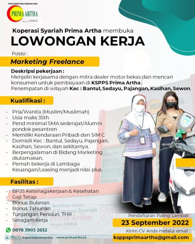 Lowongan Kerja Marketing Freelance di KSPPS Prima Artha - LokerJogja.ID