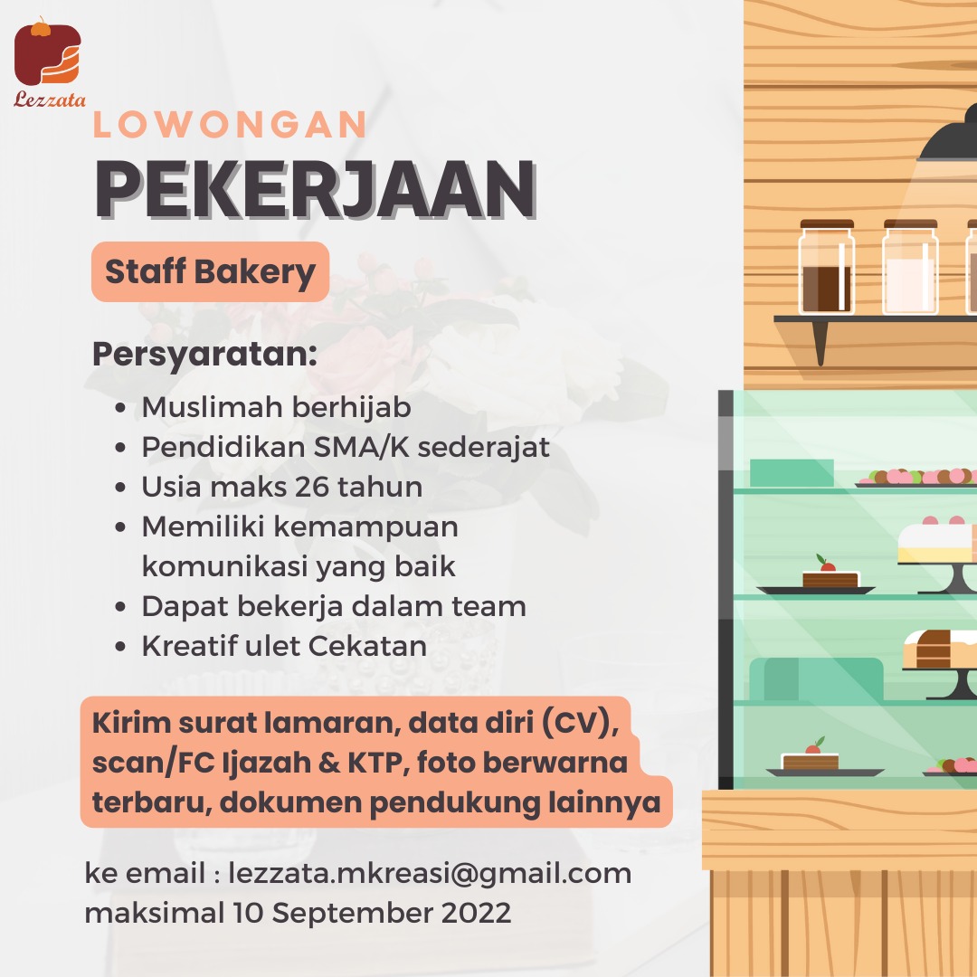 Lowongan Kerja Staff Bakery di Lezzata - LokerJogja.ID