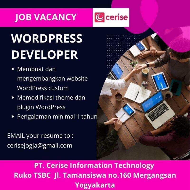 Lowongan Kerja Wordpress Developer di PT. Cerise - LokerJogja.ID