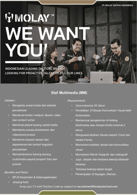 Lowongan Kerja Staf Multimedia di PT. Molay Satrya Indonesia ...
