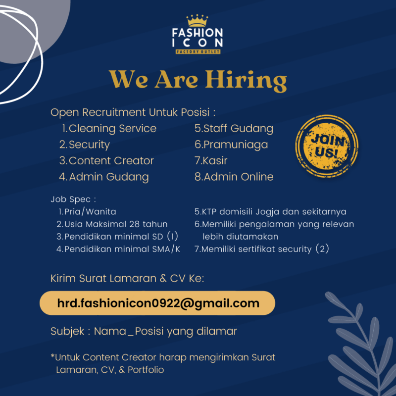 Lowongan Kerja Cleaning Service - Security - Content Creator - Admin Gudang - Staff Gudang ...