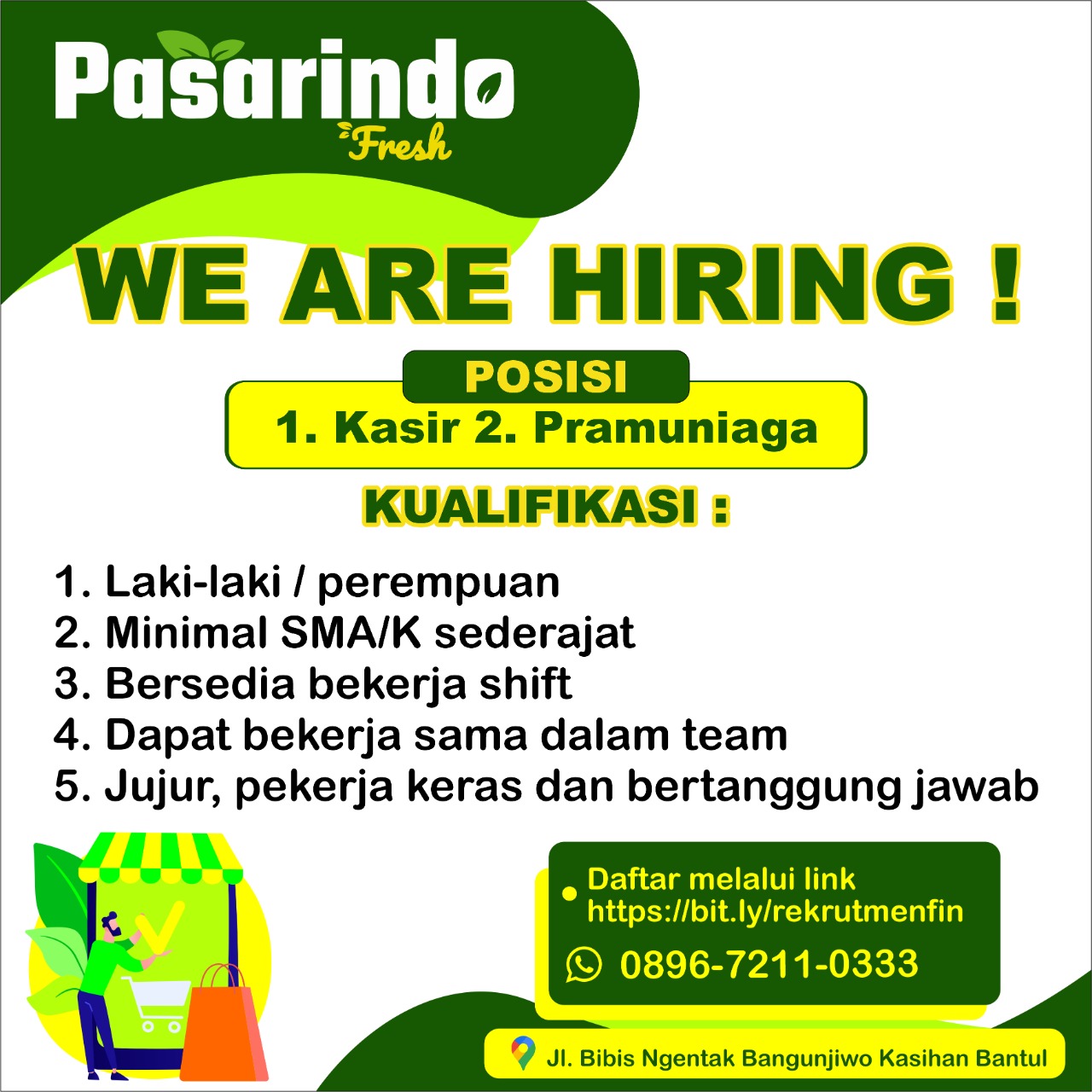 Lowongan Kerja Kasir - Pramuniaga di Pasarindo Fresh - LokerJogja.ID