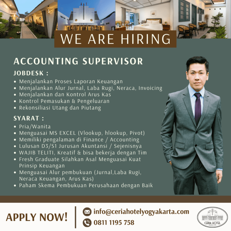 Lowongan Kerja Accounting Supervisor - Restaurant Manager di Ceria ...