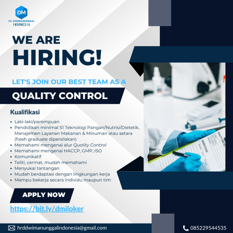 Lowongan Kerja Quality Control di CV. Dwimanunggal Indonesia ...