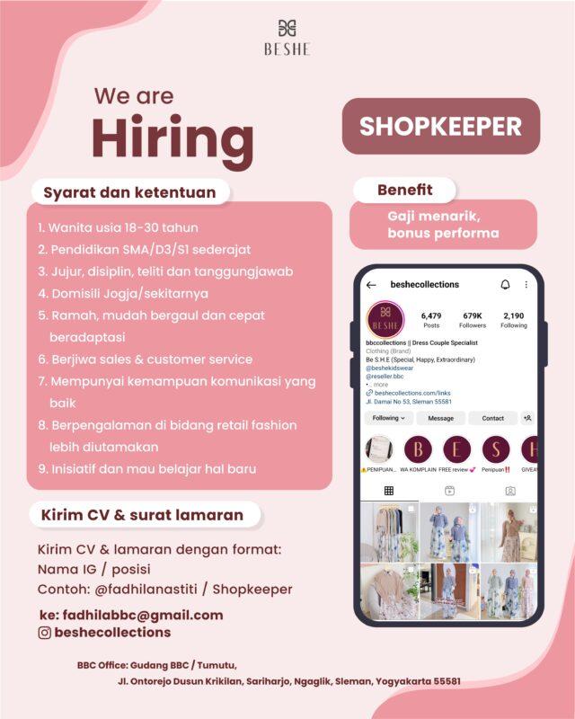 Lowongan Kerja Shopkeeper di CV. Fazan Karunia Indonesia (Beshe Collections) - LokerJogja.ID