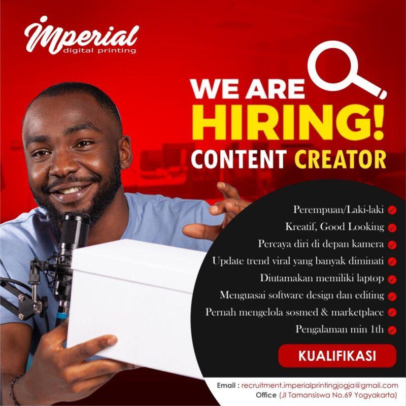 Lowongan Kerja Content Creator - Quality Control di CV. Imperial ...