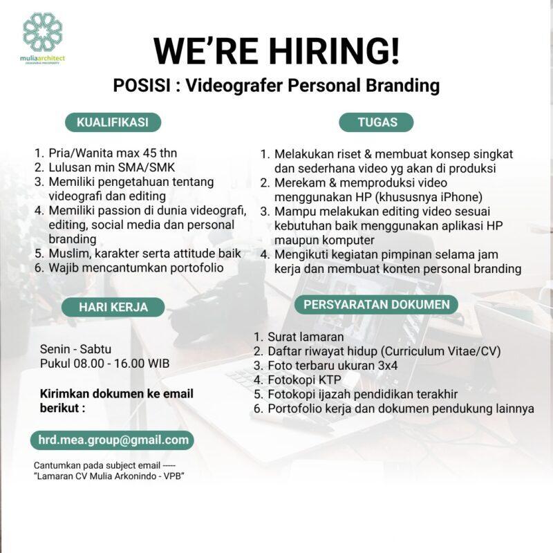Lowongan Kerja Videografer Personal Branding di CV. Mulia Arkonindo ...