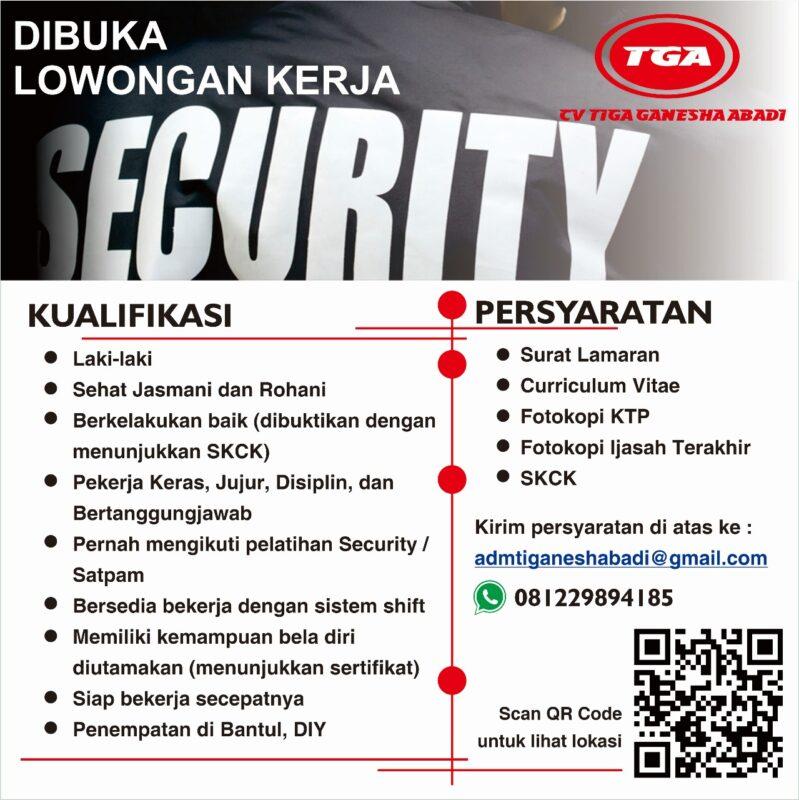 Lowongan Kerja Security di CV. Tiga Ganesha Abadi - LokerJogja.ID