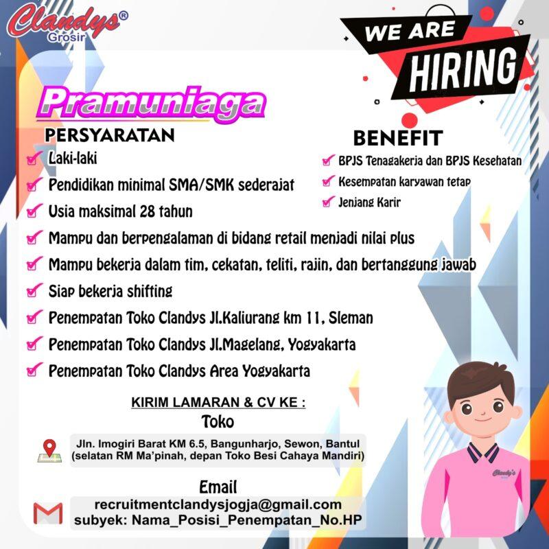 Lowongan Kerja Pramuniaga Staff di Clandys Mart - LokerJogja.ID
