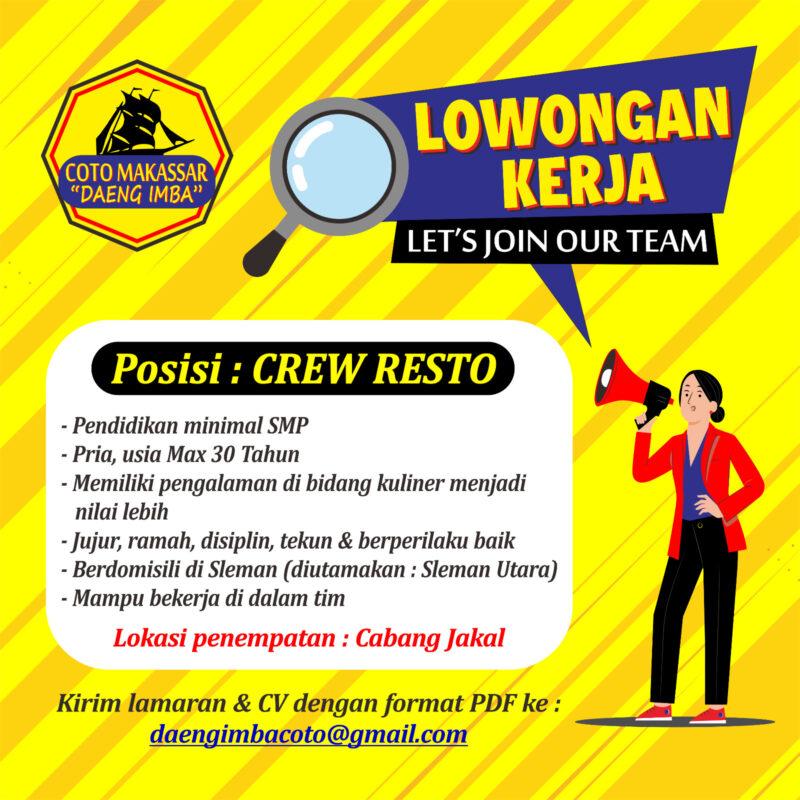 Lowongan Kerja Crew Resto di Coto Makassar Daeng Imba - LokerJogja.ID