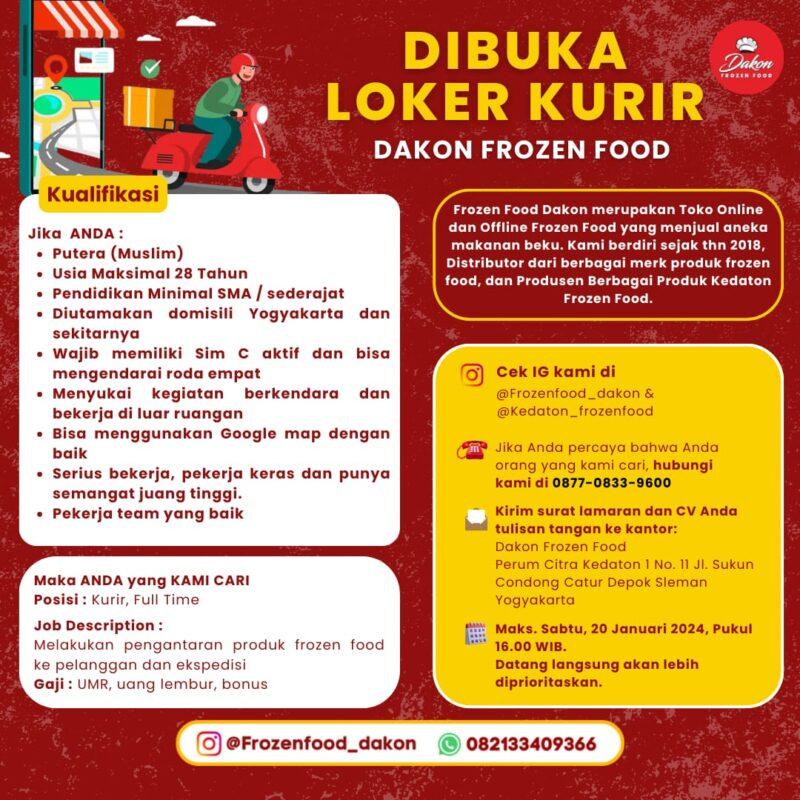 Lowongan Kerja Kurir di Dakon Frozen Food - LokerJogja.ID