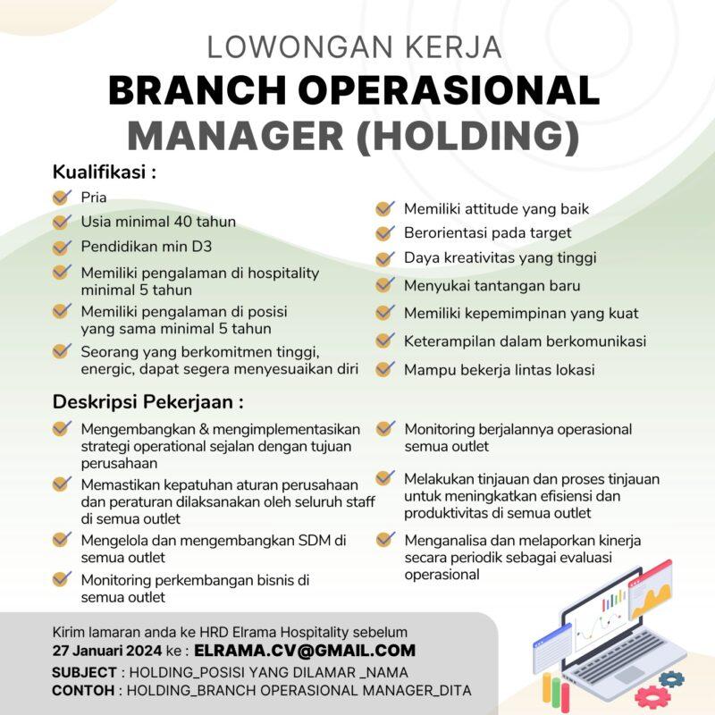 Lowongan Kerja Branch Operasional Manager (Holding) di Elrama ...