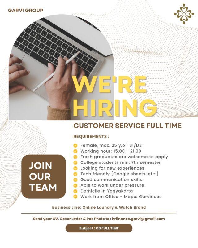 Lowongan Kerja Customer Service di Garvi Group - LokerJogja.ID