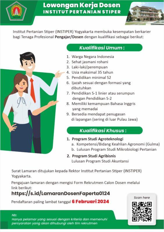 Lowongan Kerja Pengajar/Dosen di Institut Pertanian Stiper (Instiper ...