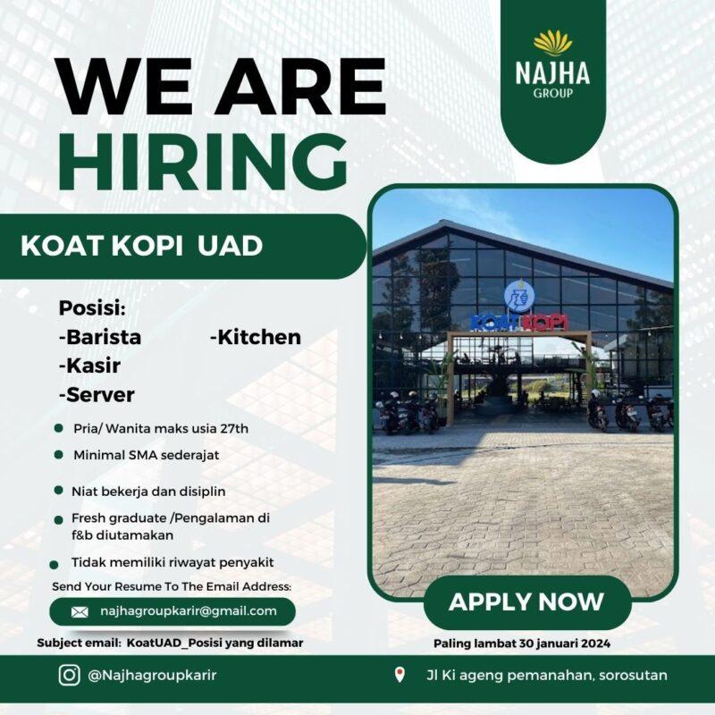 Lowongan Kerja Barista - Kasir - Server - Kitchen di Koat Kopi UAD ...