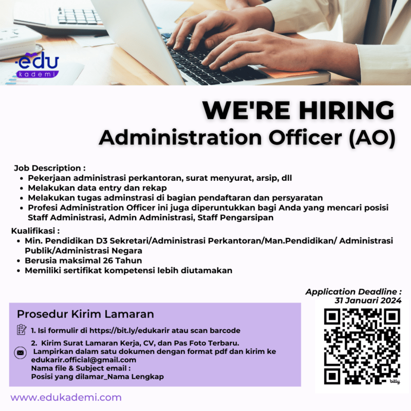 Lowongan Kerja Administration Officer (AO) di LSP Edukademi - LokerJogja.ID