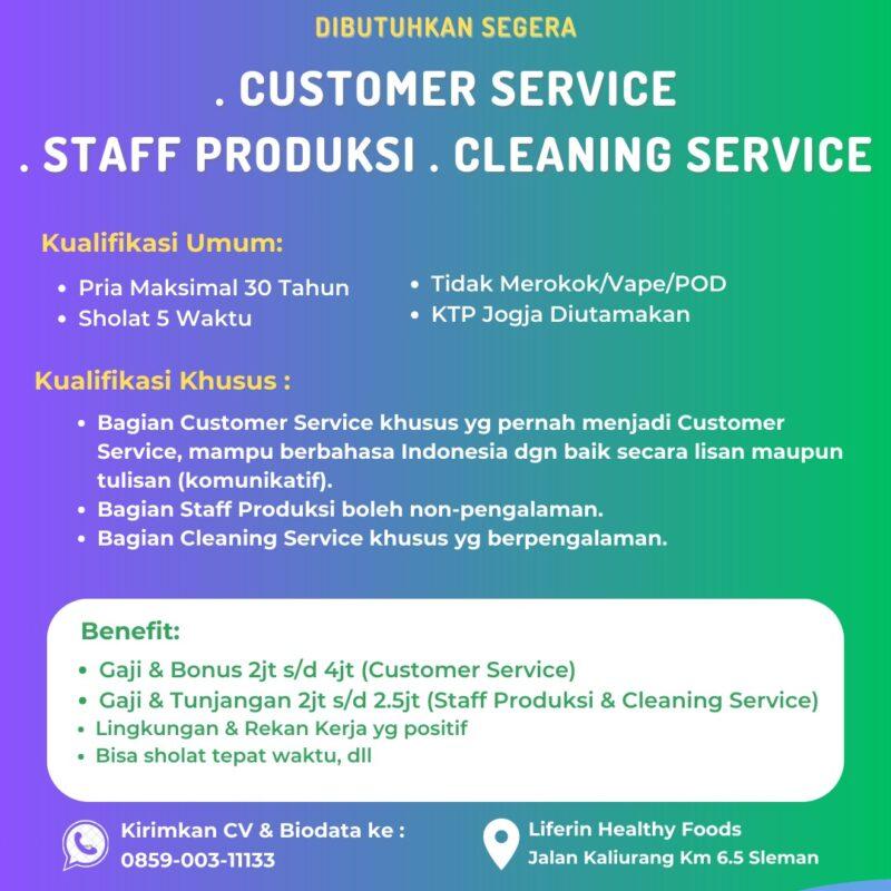 Lowongan Kerja Customer Service - Staff Produksi - Cleaning Service di ...