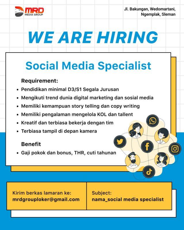 Lowongan Kerja Social Media Specialist di MRD Media Group - LokerJogja.ID