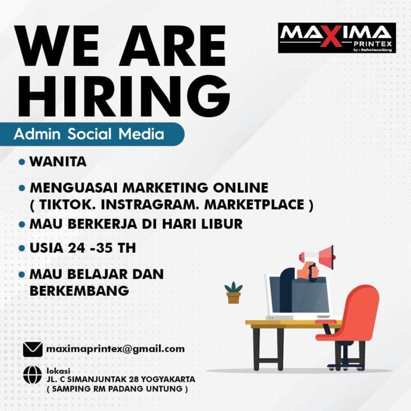 Lowongan Kerja Admin Social Media di Maxima Printex - LokerJogja.ID