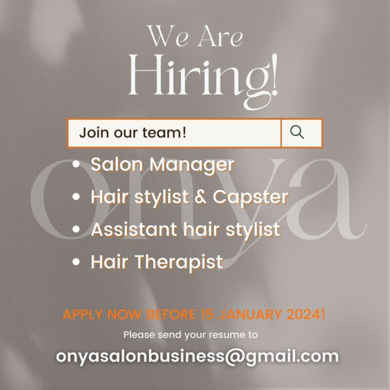 Lowongan Kerja Salon Manager - Hair Stylist - Therapist - Capster ...