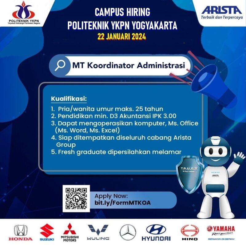 Lowongan Kerja MT. Koordinator Administrasi di PT. Arista Group ...
