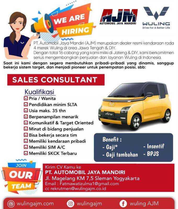 Lowongan Kerja Sales Consultant di PT. Automobil Jaya Mandiri (Wuling ...