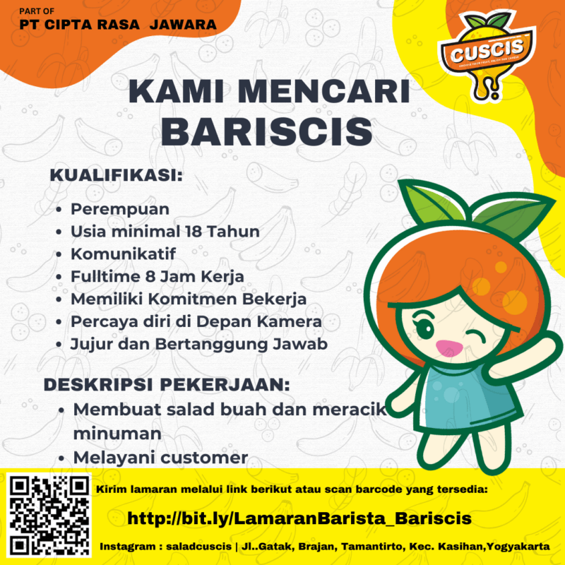 Lowongan Kerja Bariscis Salad di PT. Cipta Rasa Jawara - LokerJogja.ID