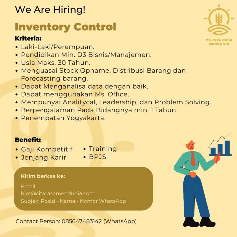 Lowongan Kerja Inventory Control di PT. Cita Rasa Mendunia - LokerJogja.ID