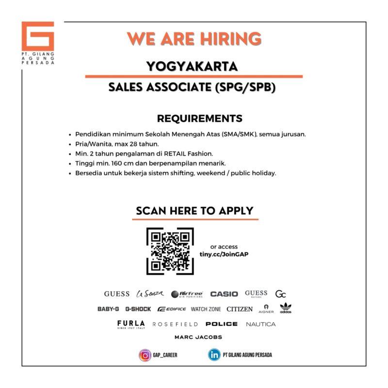 Lowongan Kerja Sales Associate SPG / SPB di PT. Gilang Agung Persada - LokerJogja.ID
