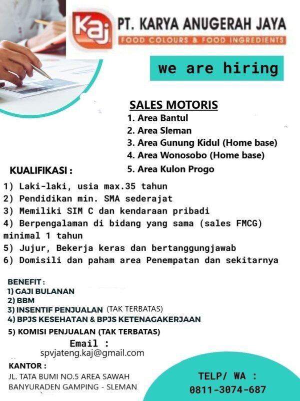 Lowongan Kerja Sales Motoris di PT. Karya Anugerah Jaya - LokerJogja.ID