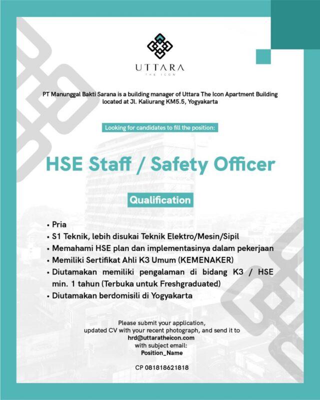 Lowongan Kerja HSE Staff / Safety Officer di PT. Manunggal Bakti Sarana (Uttara The Icon ...