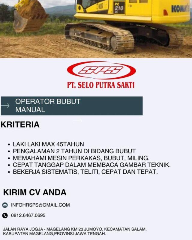 Lowongan Kerja Operator Bubut Manual - Staff Admin Operasional - Mekanik - Mekanik Ban di PT ...