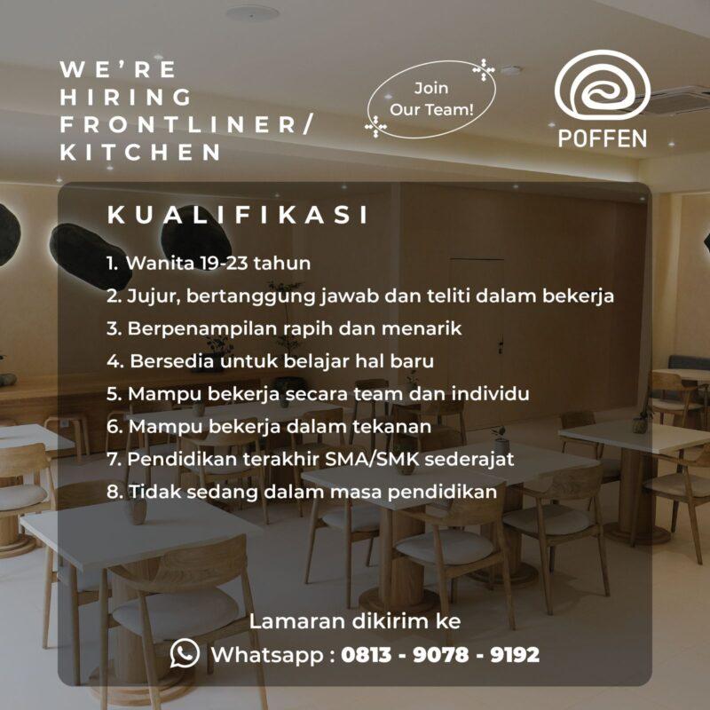 Lowongan Kerja Frontliner/Kitchen di Poffen - LokerJogja.ID