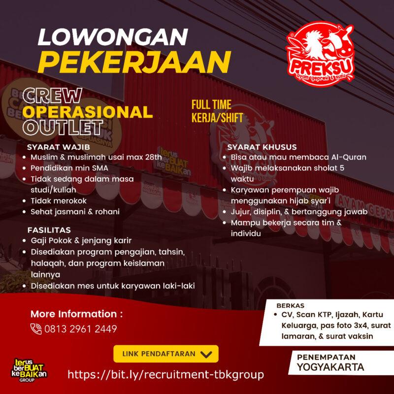 Lowongan Kerja Crew Operasional Outlet di Preksu - LokerJogja.ID