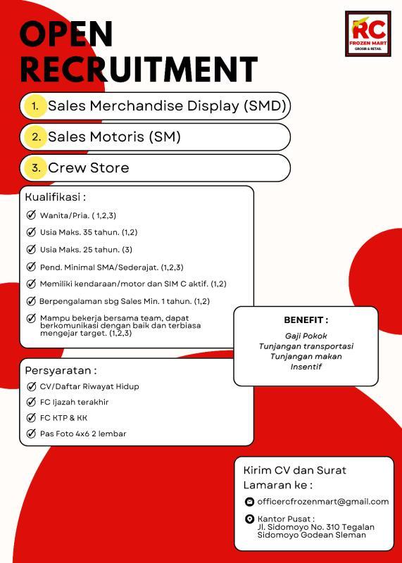 Lowongan Kerja Crew Store - Sales Motoris (SM) - SMD (Sales Merchandise ...