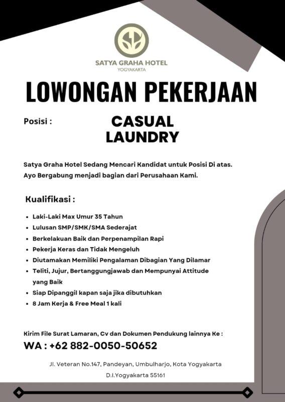 Lowongan Kerja Casual Laundry di Satya Graha Hotel - LokerJogja.ID
